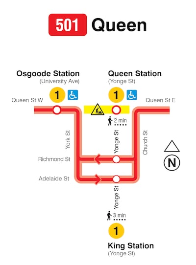 501 Queen streetcar taking a shorter detour