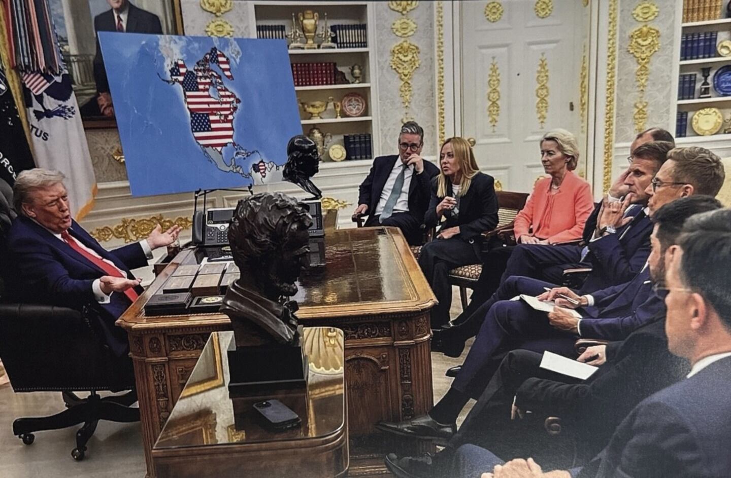Trump posts map with U.S. flag over Canada and Greenland